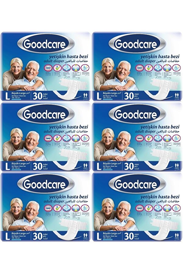 Goodcare Adult Patient Diapers - Waistband, Textile Surface, Large 180 ...