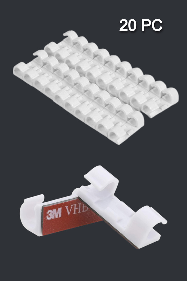 Ecuy 3m Adhesive 20-Piece Cable Fixer – Clip Type Cable Holder ...