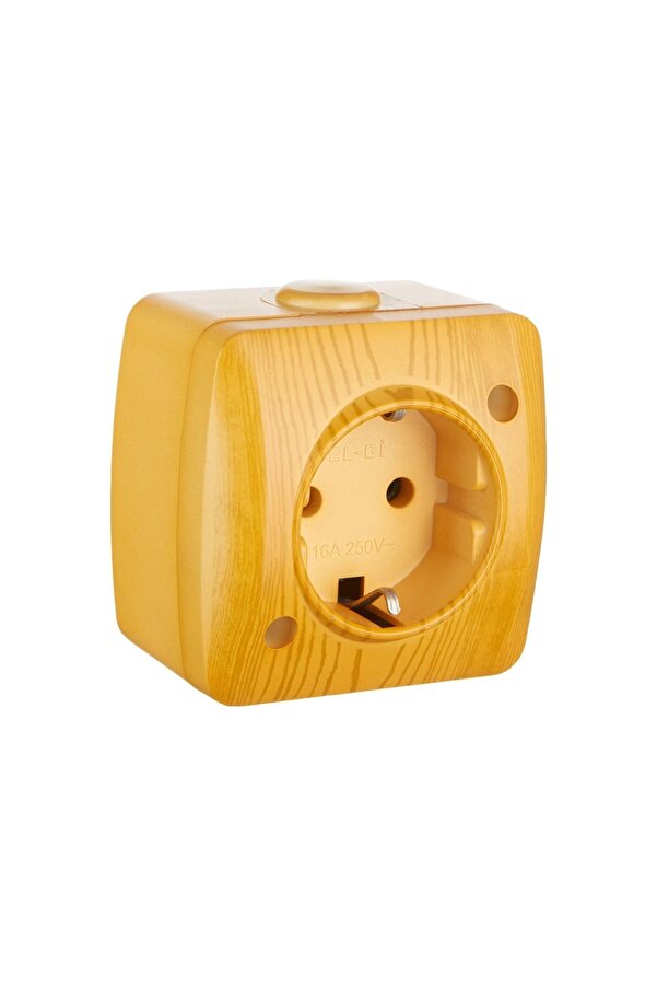 OVİVO 5 Surface Mounted Beech Wood Colored Grounded Socket - Trendyol