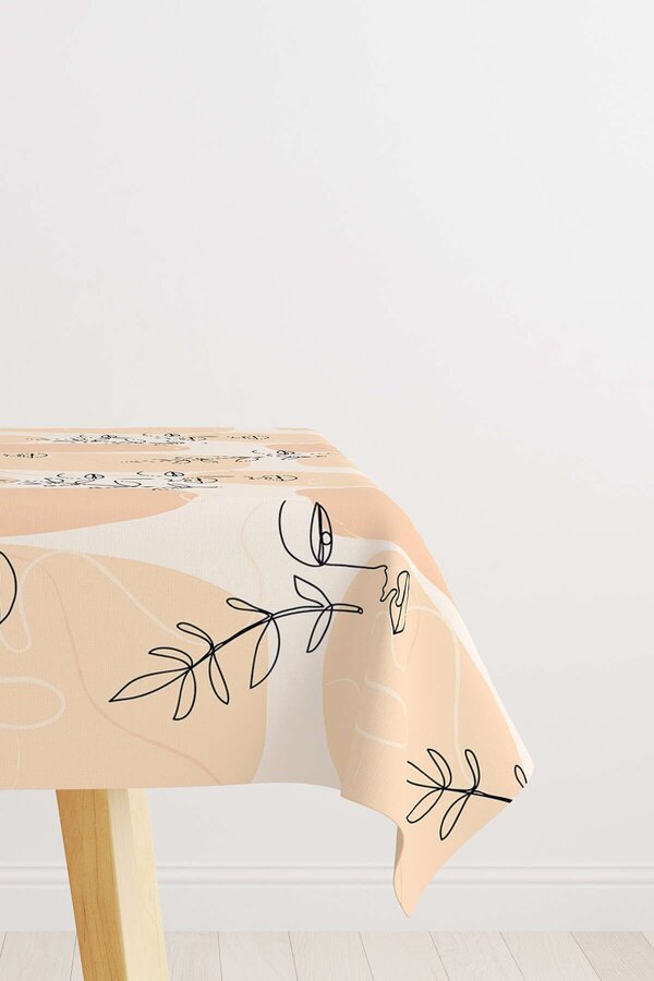 Cango Home Кремаво черна модерна декоративна покривка за маса с дигитален печат на силует ...