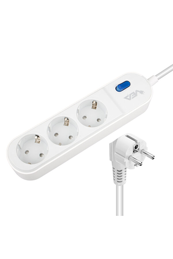 YMÇ AVM 3-Gang Socket with 1.5 Meter Switch - Current Protected, Made ...