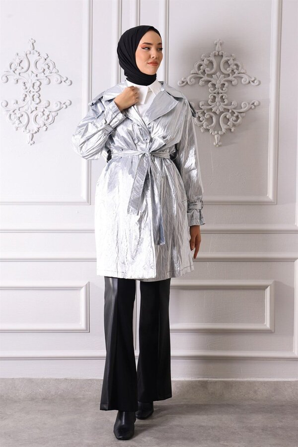 Ceremony Double Breasted Shiny Cap with Side Pocket Shoulders and Arms ...
