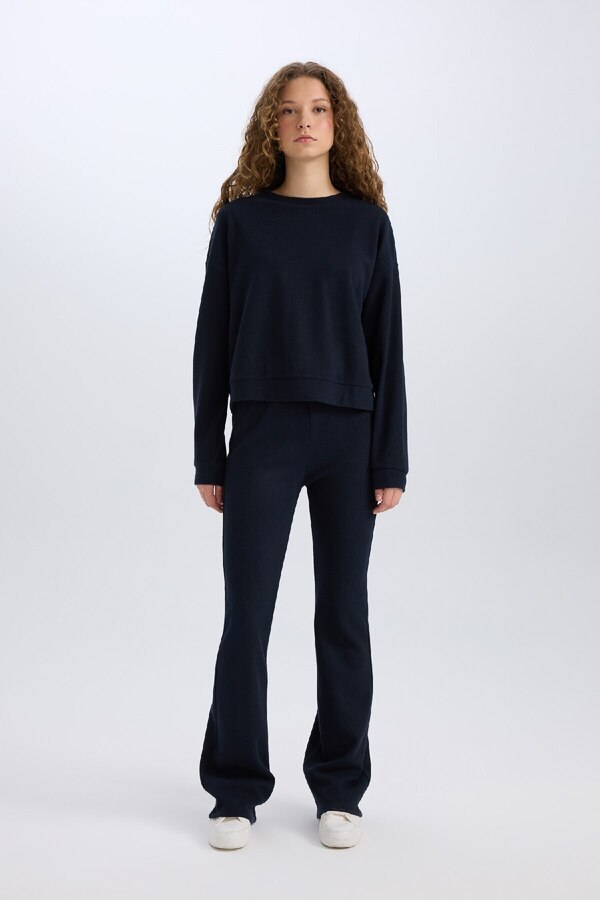 Defacto Flexible Waisted Plain Crew Neck 2-Piece Set - E3841Axns - Trendyol