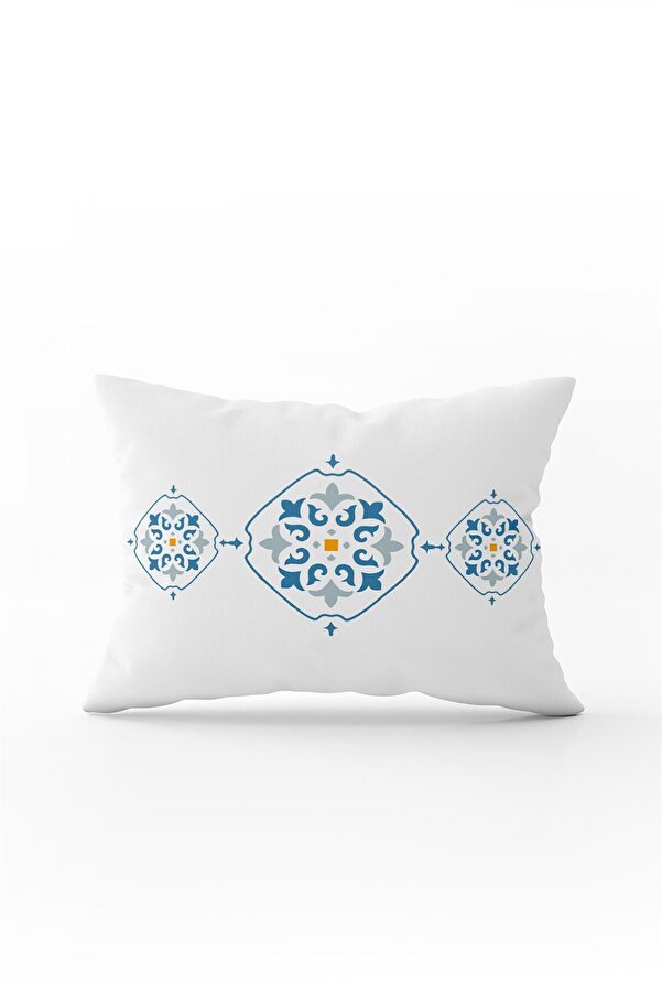 Cango Home Калъфка за възглавница с дигитален печат в бяло и синьо с модерен етнически мотив ...