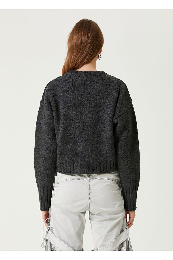 acne studios Anthracite Short Wool Cardigan Size m Trendyol