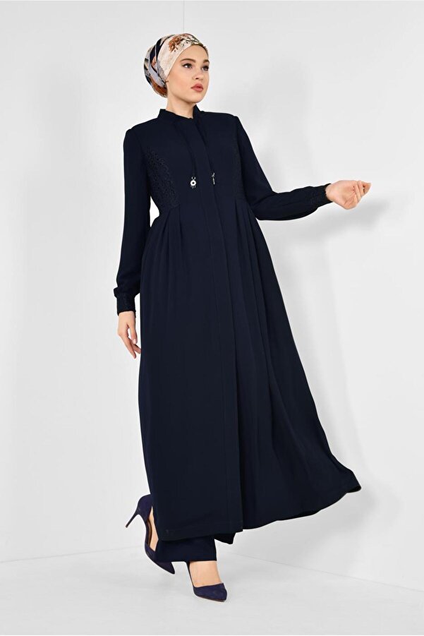 Alvina 1402 Model Laced and Pleated Pardechar - Trendyol