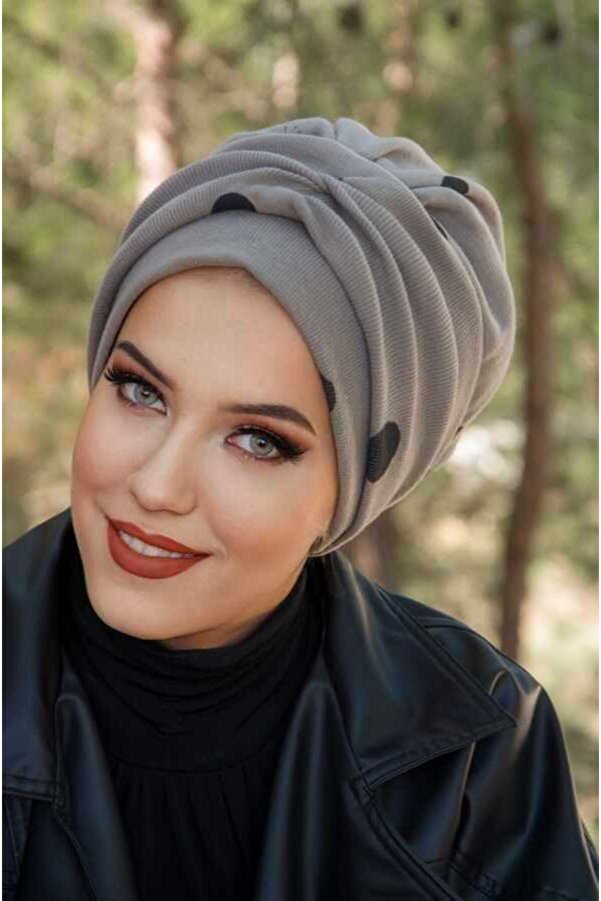Aişe Tesettür Mink Black Polka Dot Twisted Bonnet - Trendyol