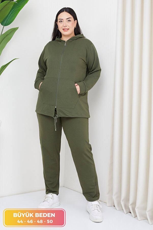 tarzımsüper Large Size Suit with Elastic Waist Comfort Model Hooded ...