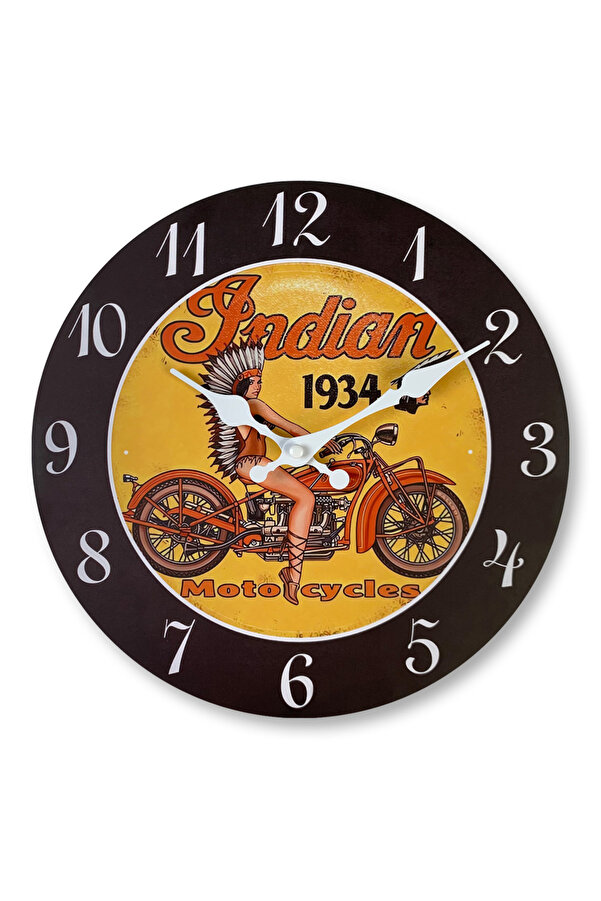Choice 1pc Vintage Wooden Wall Clock Indian Motorcycle And Indian Girl ...