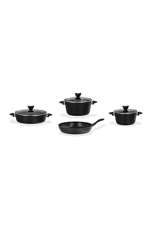 Madame Coco Opus Titanium 7 Piece Cookware Set - Black - Trendyol