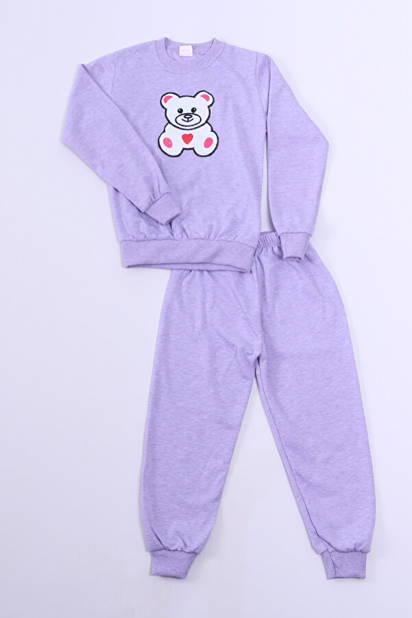 HÇM E14 Model Girls' Tracksuit Set with Teddy Bear Print and Ribbons ...
