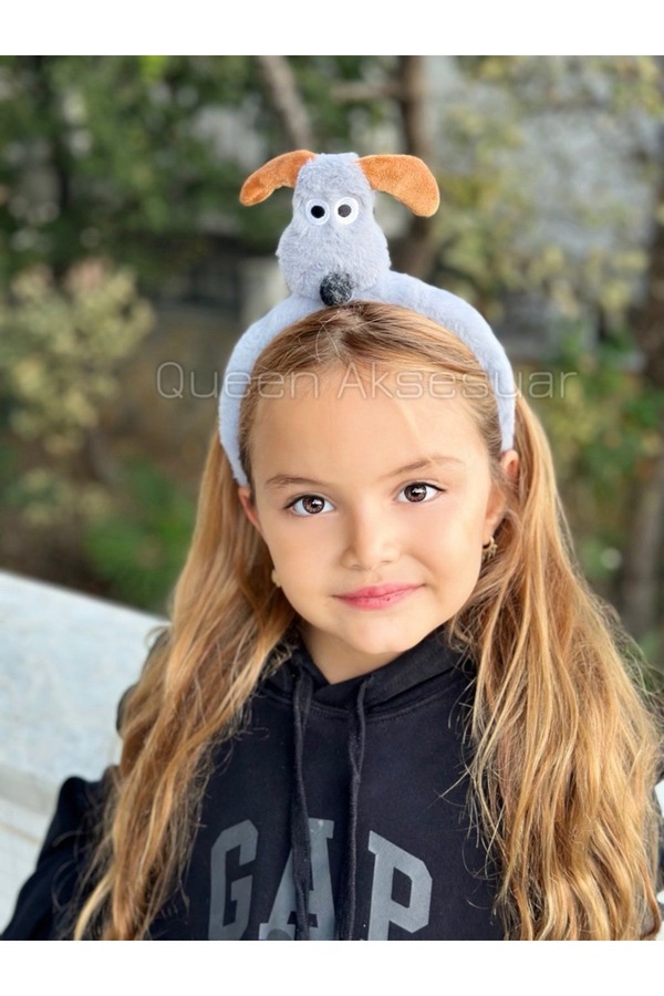 QUEEN AKSESUAR Grey Plush Puppy Ears - Adorable Furry, Swinging Dog ...