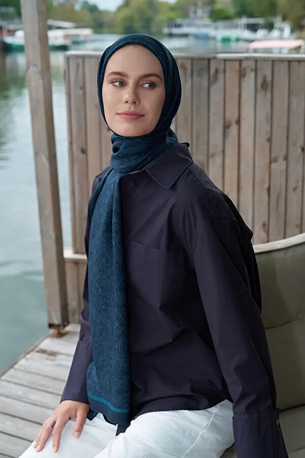 ED Scarf Farida-Navy Blue Iconic Collective - Trendyol