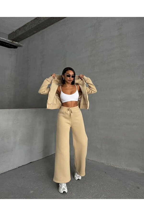 Nisaca Lycra High Waist Lace-Up Palazzo Tracksuit - Trendyol