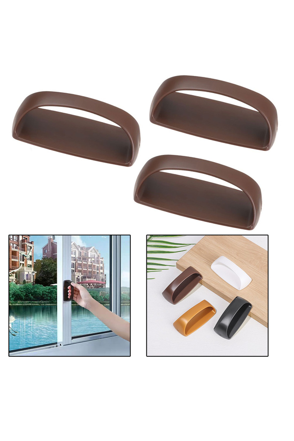 Microcase Plastic Adhesive Sliding Window Drawer Door Handle Holder ...