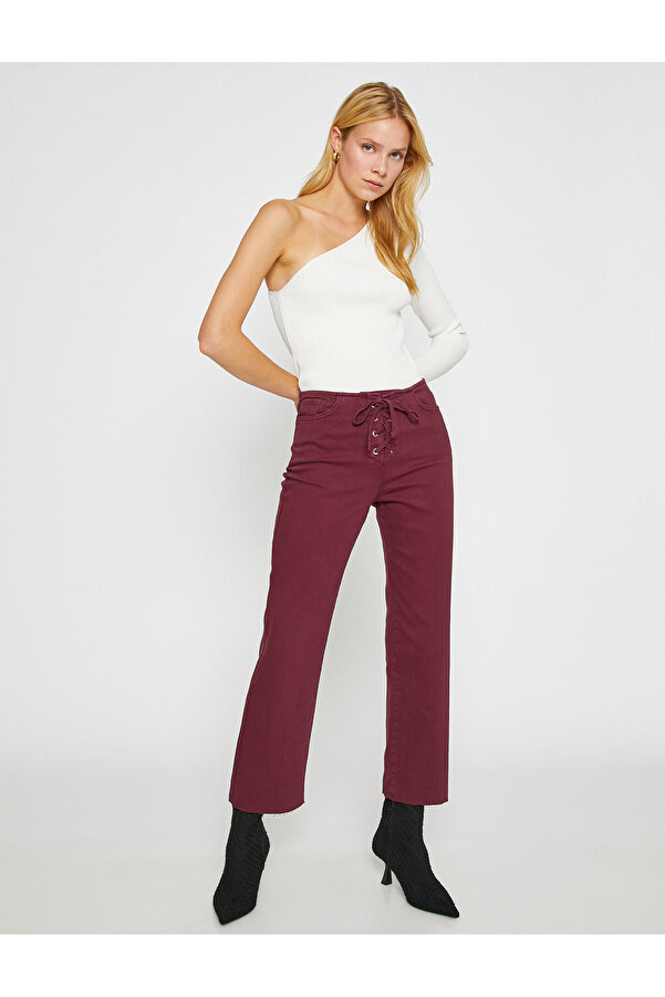 Koton Crop Spanish Leg Jeans - With Tie Detail- Trendyol