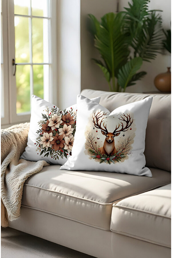 MUN HOME Новогодишна концепция - Комплект от 2 меки калъфки за възглавници с двустранен ...