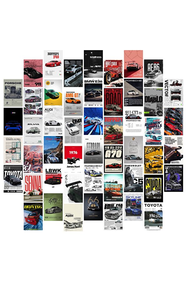 cancanvas Set of 50 Car Themed Posters - 10X15 cm | Wall Decor with ...