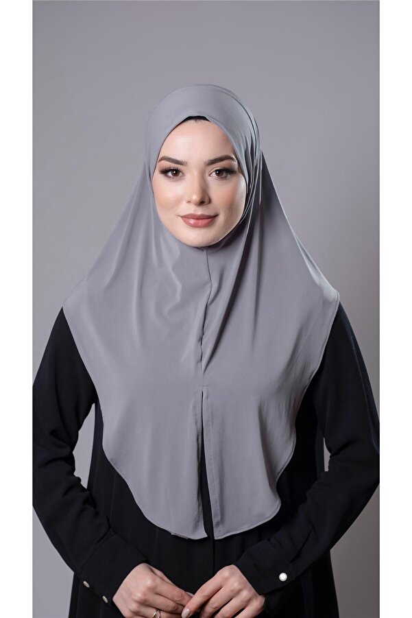 HÜRREM BONE Сірий практичний готовий хіджаб з розрізом Sandy тканина з розрізом Прямий хіджаб ...