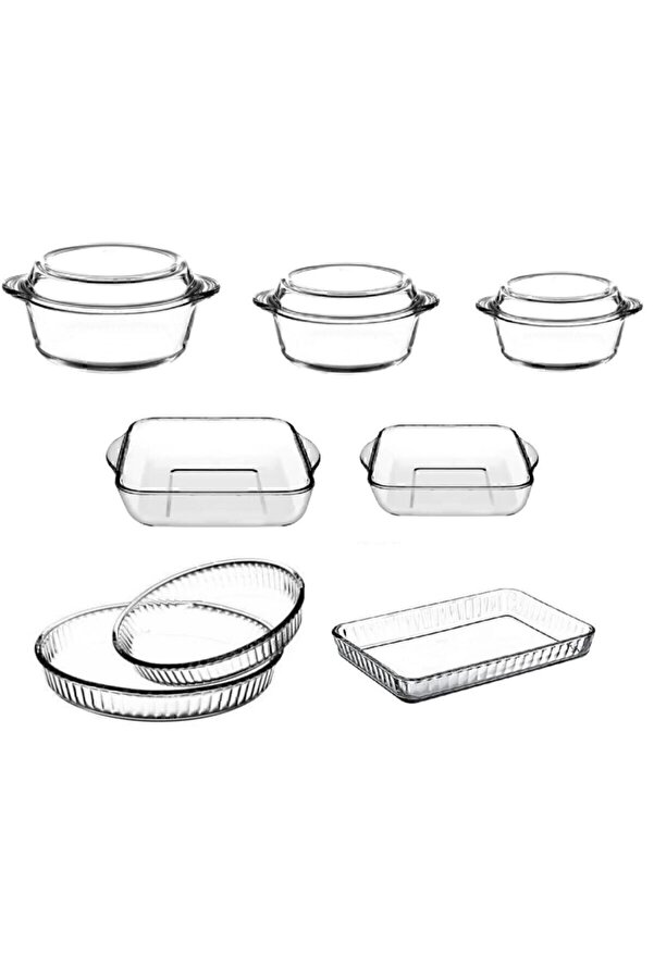 Kitchen Cook Tools 8 Piece Pyrex Set - Oven Cookware and Tray Set Fma ...