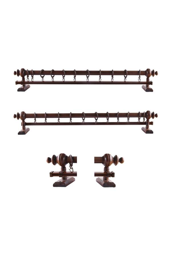 OPEN SHOPS Walnut Single Track Wooden Rustic Curtain Hanger - Rustic ...