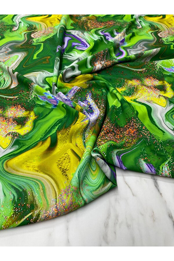 ipekkumaş Green Hypnosis Pattern Dress Shirt Dress Tivil Satin Fabric ...