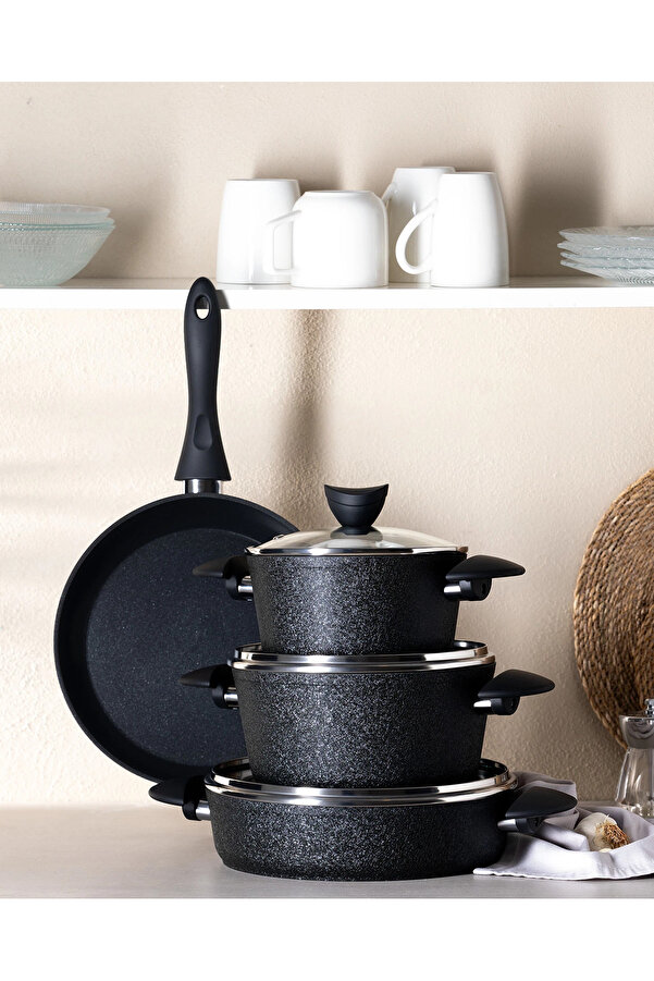 CallistoDesign Set of 7 Titanium Pots - Rich Kitchens - Trendyol