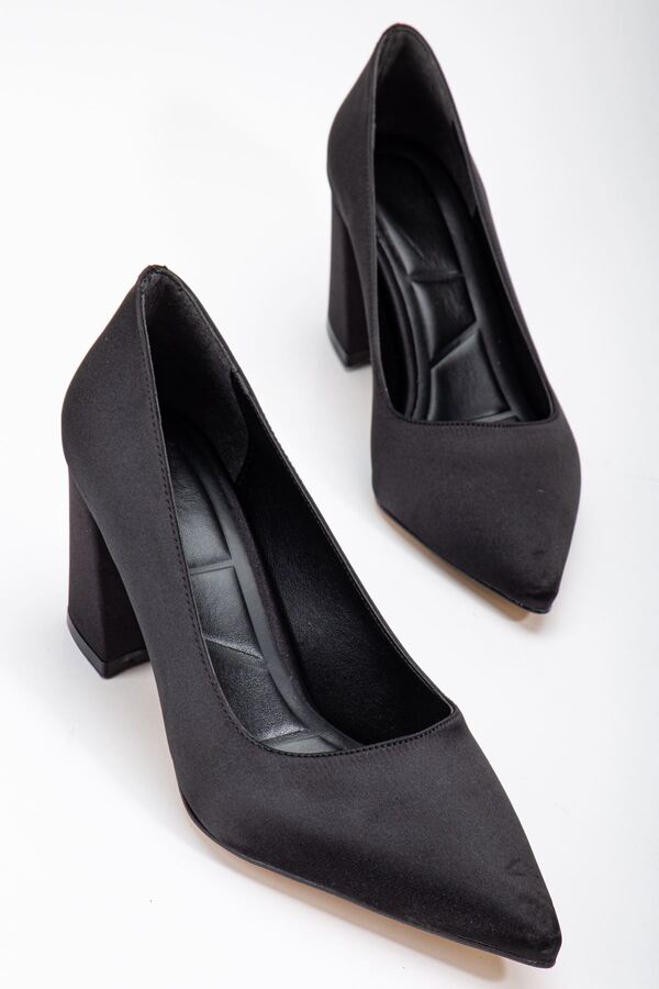 Hayalimdeki Ayakkabı Paul Black Satin Pointed Toe Detailed High Heels ...