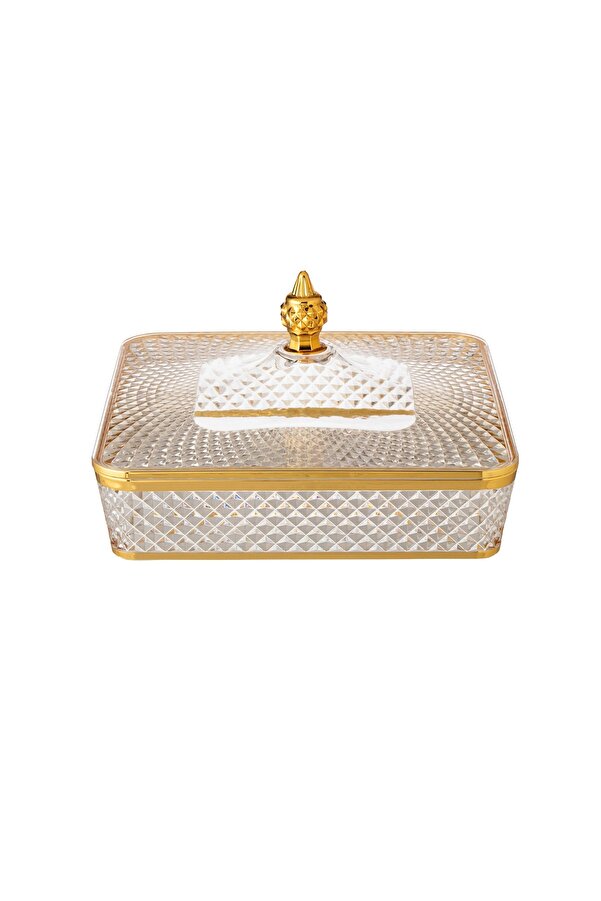 Bin Shihon Acrylic sweets and nuts box with golden decor - Trendyol