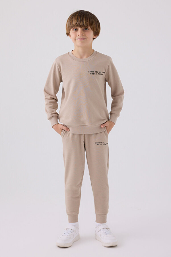 Rolypoly Boy's Cream Tracksuit Set - Trendyol