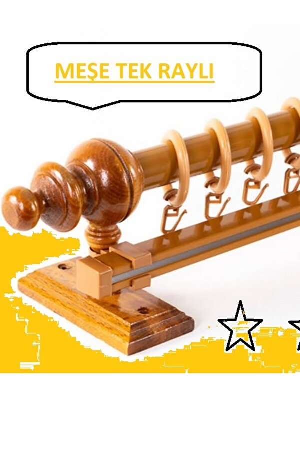 Happys Oak Single Rail Wooden Rustic Curtain Hanger and Aluminum Rustic ...