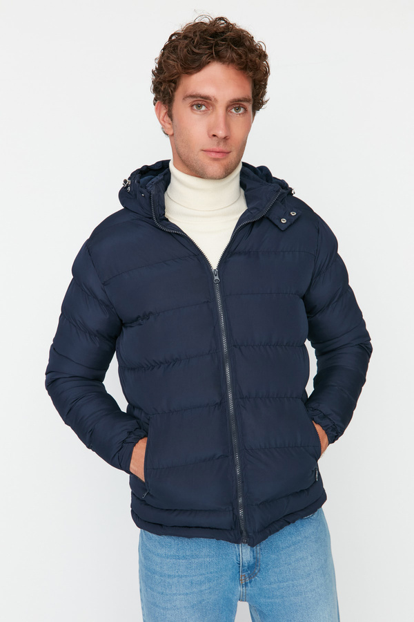 Trendyol Collection Navy Blue Regular Fit Puffer Winter Jacket - Wind ...