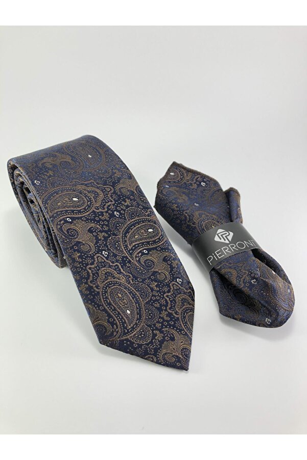 PİERRONİ Brown Shawl Pattern Handkerchief Tie- Trendyol
