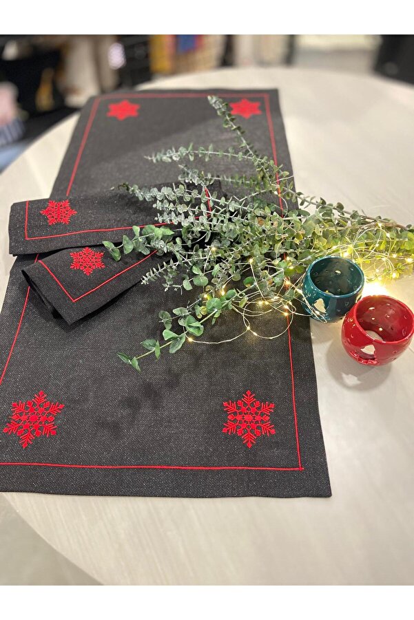 ANTERİ New Year Themed Embroidered Linen Runner and American Serving ...