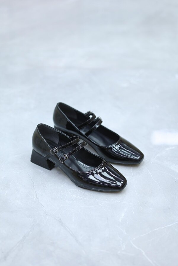 CEYLANLAR AYAKKABI Women's Mary Jane Black Patent Leather Closed Back ...