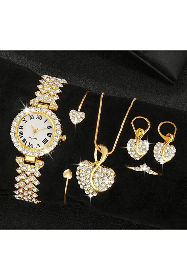 stainless steell Vip Quartz Watch Heart Embroidered 6 Pieces Luxury Set ...