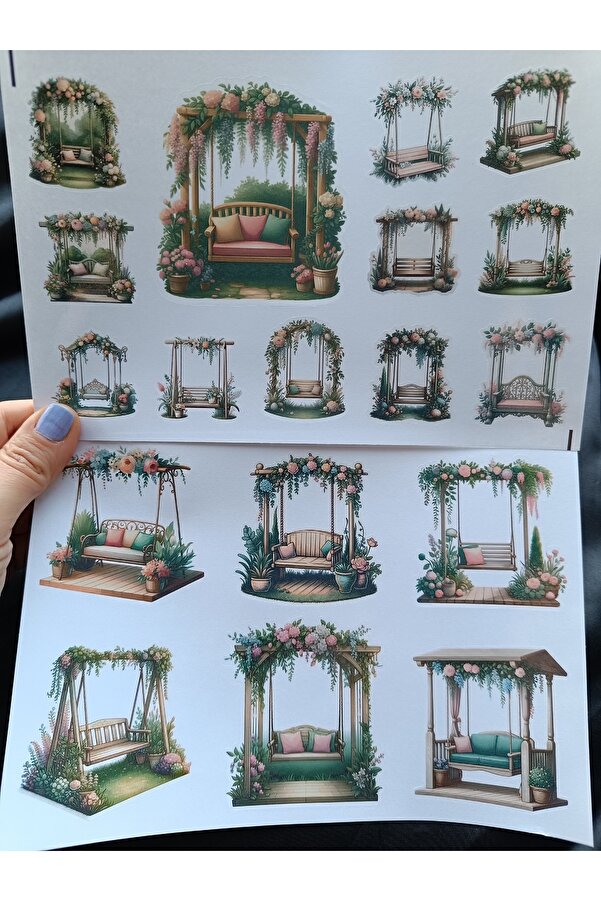 Pink Swan Craft Vintage Swing Garden Seat Sticker Set, Bullet Journal ...