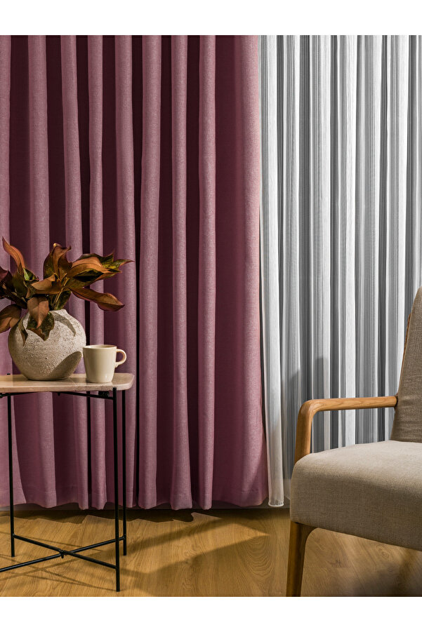 LUNETT HOME Rose Dried Rose Flex Linen Fon Curtain 1X3 18530 Single ...