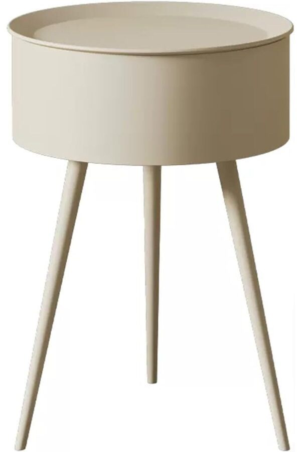 DubaiGallery Round Bedside Table with 1 Drawer White MDF Wood Frame ...