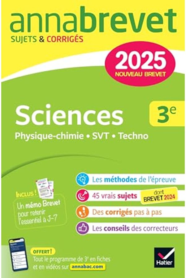 Hatier Annales Du Brevet Annabrevet 2025 Sciences Physiquechimie Svt ...