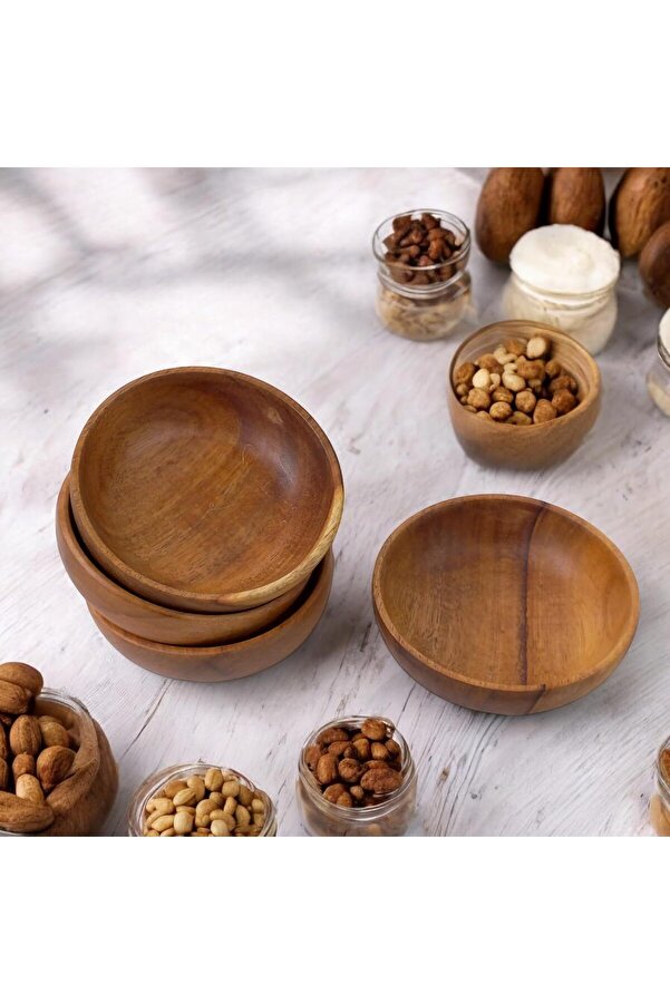 KYCBABY Blg 4-Piece Round Olive Acacia Snack Bowl - 10cm and 4cm ...