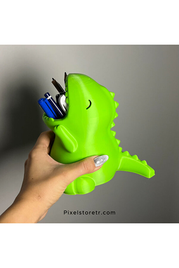 Pinkart Cute Wide Pen Holder with T-Rex and Dinosaur - Desk Organizer ...