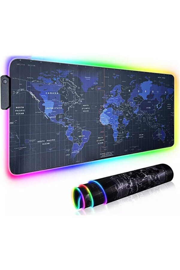STOREMAX Treyyshp Large Gamer Rgb Mousepad & Keyboard Pad World Map Red ...