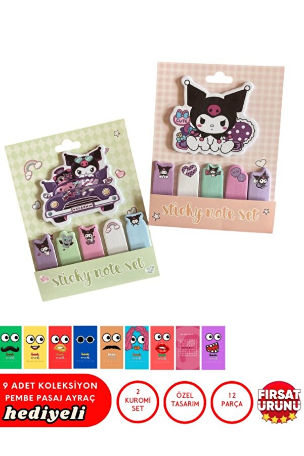 Pembe Pasaj Kuromi Adhesive Note Paper | Set of 2 Kuromi Postites | 12 ...