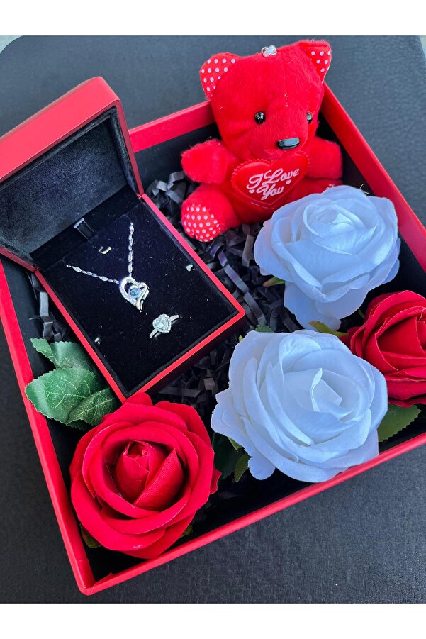 JUPİTER HOME Pandora - Red White Rose in Light Box - I Love You Love ...