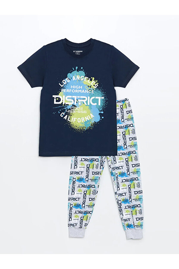 LC Waikiki Lcw Kids Navy Blue Crew Neck Boy Pajamas Set - Trendyol