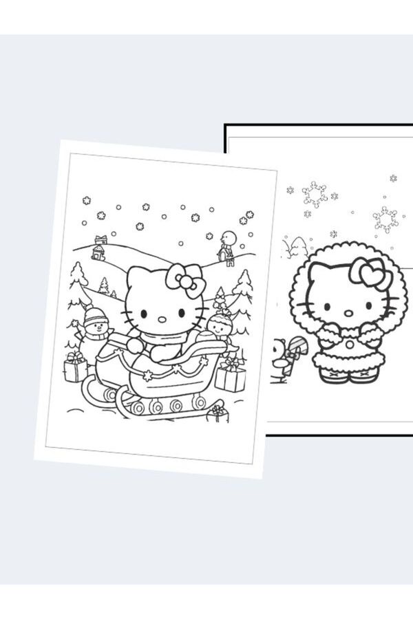 hello kitty christmas theme coloring pages