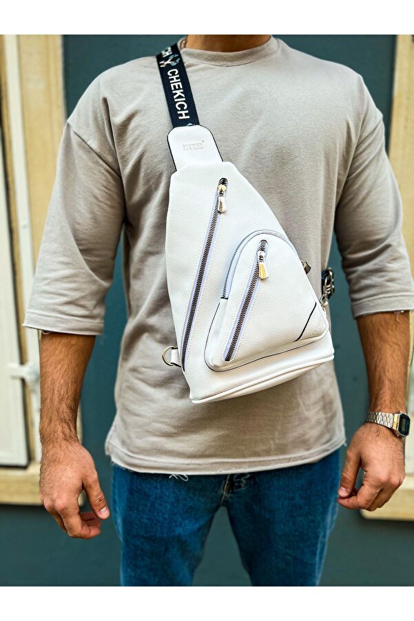 MELAMS Trangle Triangle Men's Bag White - Che - Trendyol