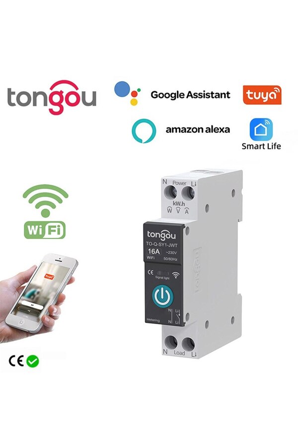 Tongou Black With Metering 40a Tuya Wifi Smart Circuit Breaker 1p 63a ...