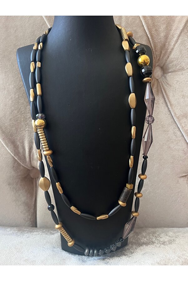 COCOSH TAKI Black Stone Matte Gold Detailed Multi-Clamshell Long ...